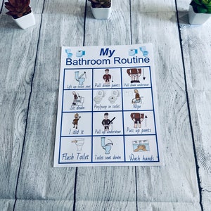 Thomas Blue Bathroom Routine, Schedule Potty Training, Reward Chart ...