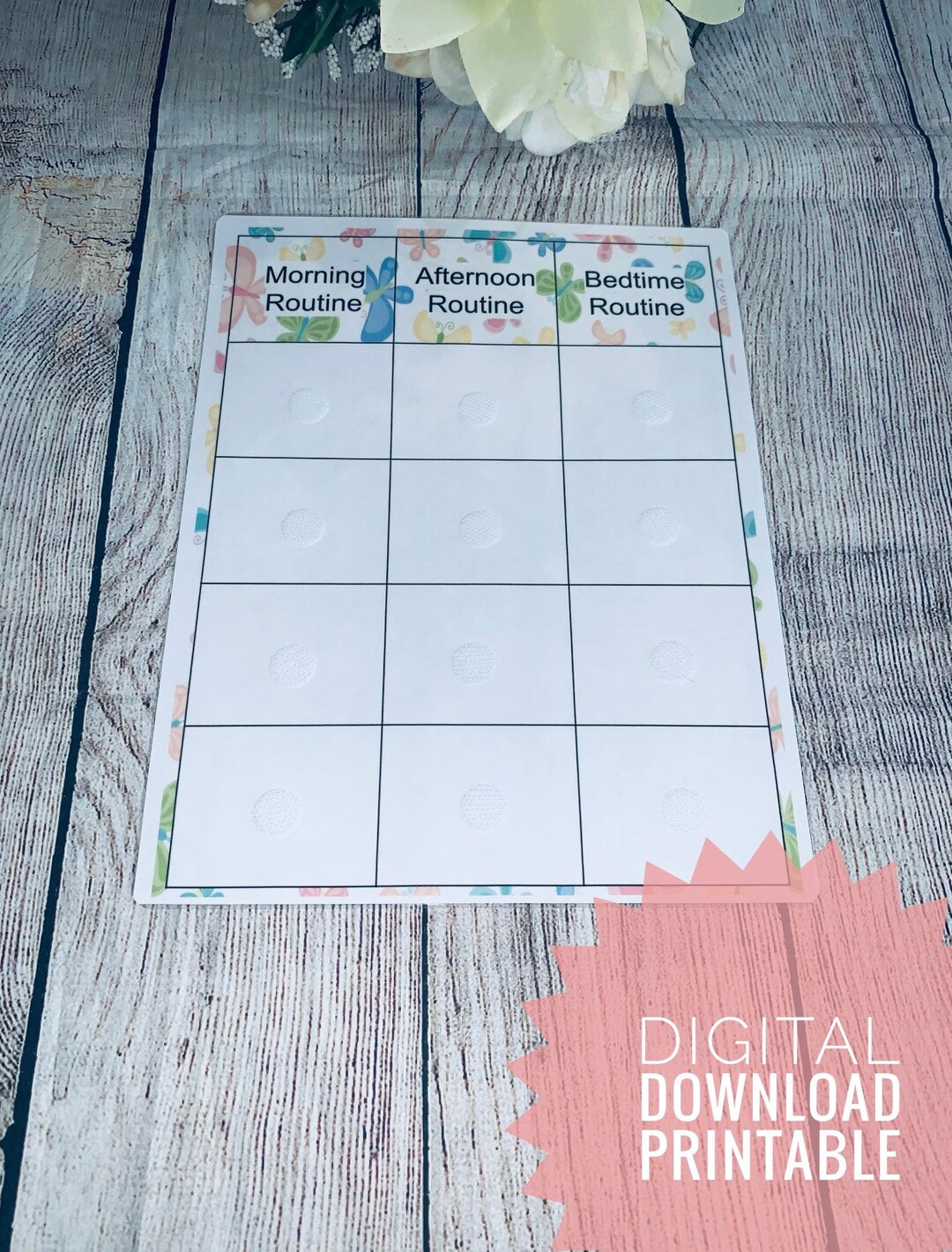 Butterfly Spring Daily Routine Schedule Charts Kid Daily Task ...