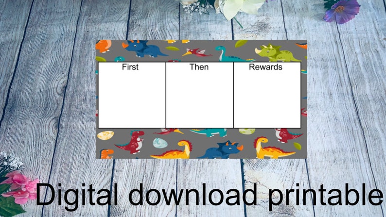 Dinosaur Them, First, Then and Reward Visual Aid Visual Schedule ...
