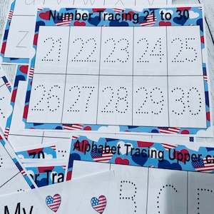 4th of July USA Number 1-100 Tracing Book Handwriting Homeschool ...
