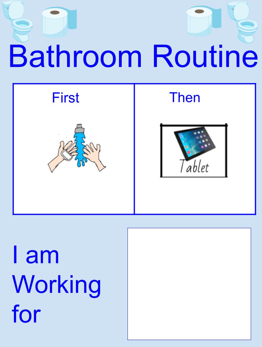 First Then Boy Bathroom Routing Chart, Visual Aid Visual Schedule ...