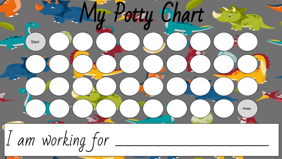 Dinosaur Theme, Sticker Boy Potty Training Chart, 3 Potty Chart, Token ...