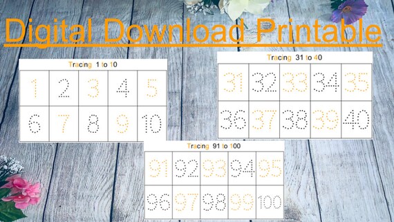 Fall Number 1-100 Tracing Handwriting Homeschool Montessori - Etsy
