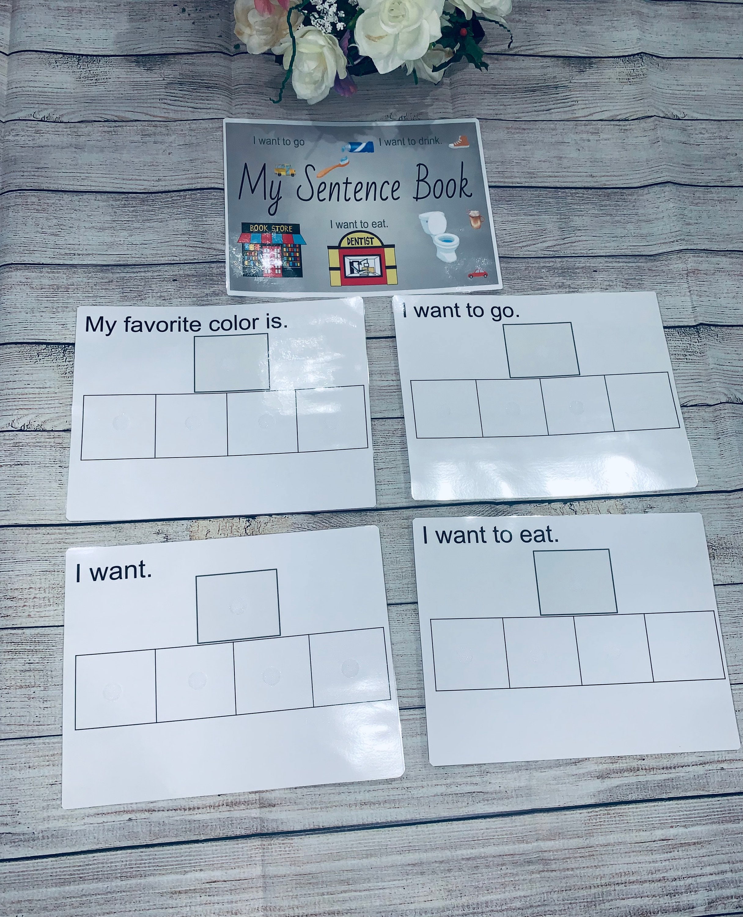 My Sentences Builder Book/ Binder Communication Pictures Cards Book ...