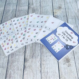 Counting Number 1 to 15 Flash Cards, Clip Cards Interactive Binder ...
