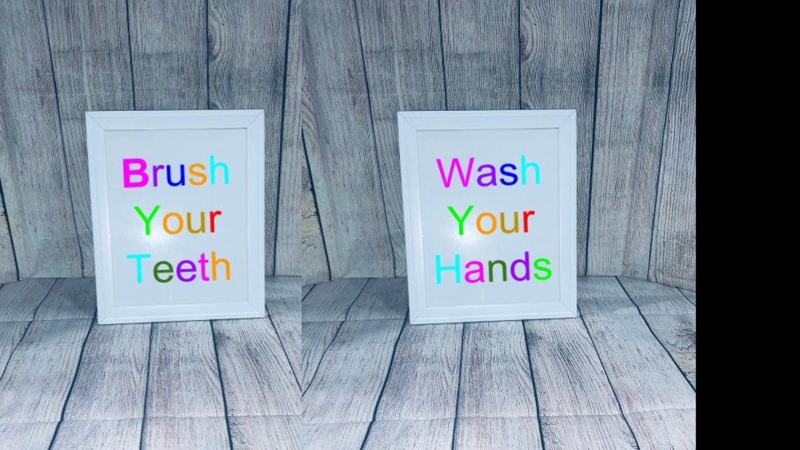 Bathroom Sign Wash Your Hands Poster Wall Art Montessori ,kids, Toddler ...
