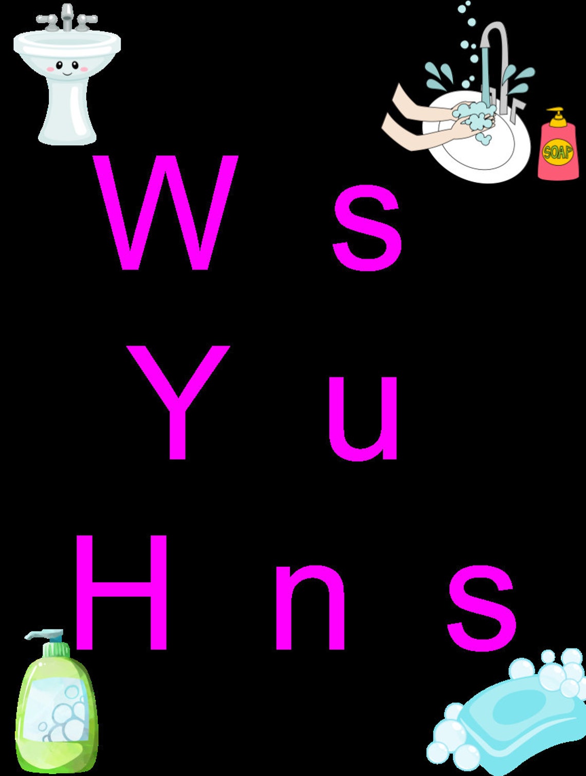 Pink Girl Bathroom Sign Wash Your Hands Poster Wall Art - Etsy