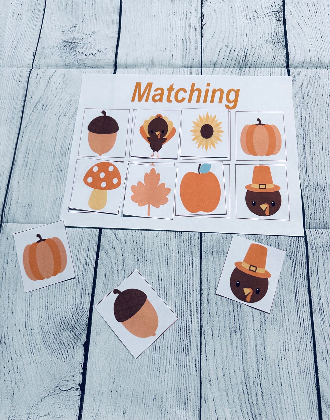 Fall Thanksgiving Theme Preschool Montessori Kids Busy Work, Matching ...