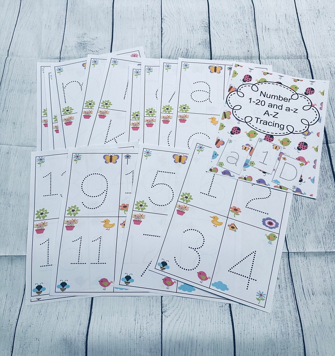 Summer Tracing Handwriting Alphabet and Number 1 to 20 Flash Cards ...
