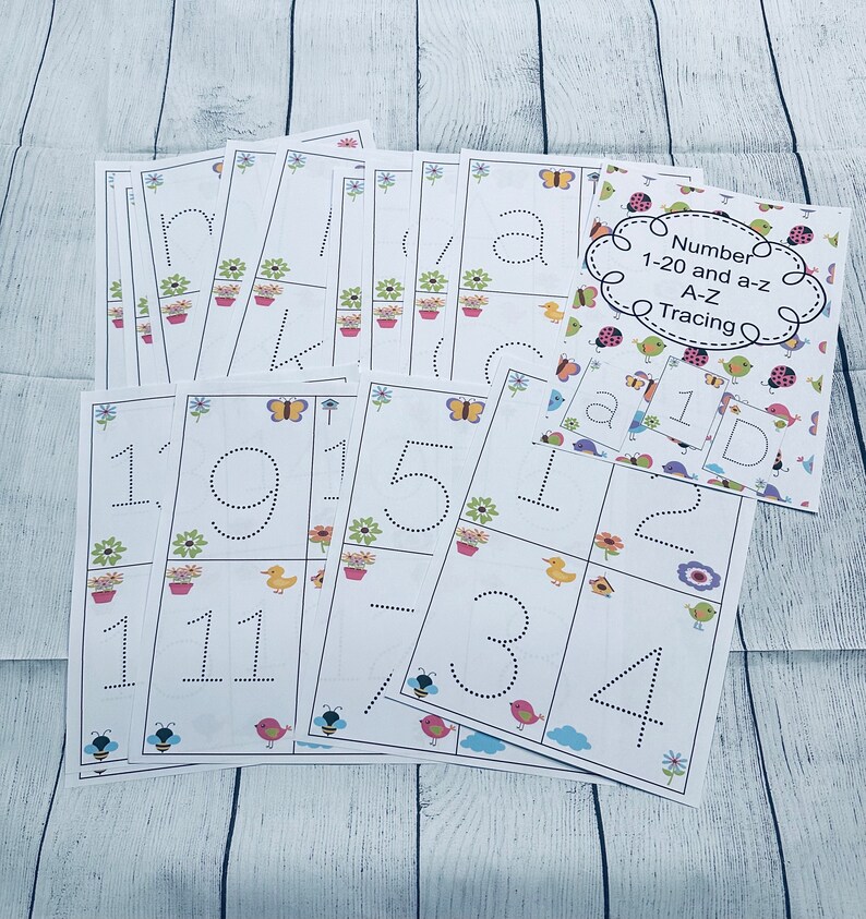 Summer Tracing Handwriting Alphabet and Number 1 to 20 Flash Cards ...