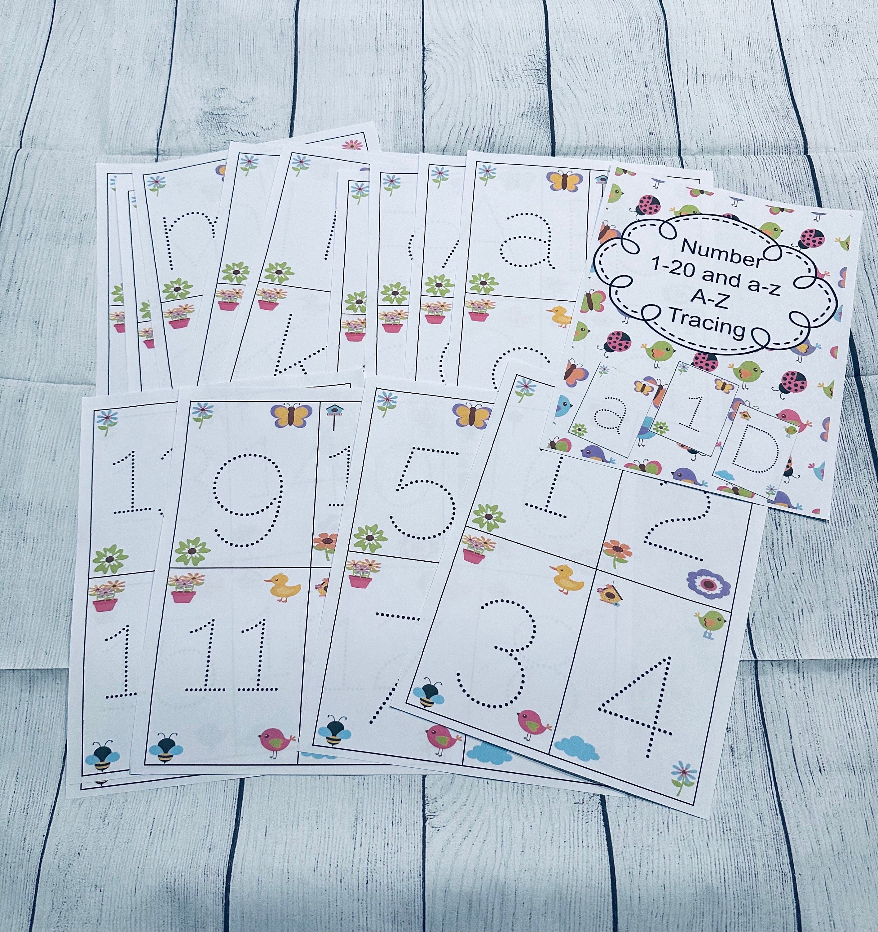 Summer Tracing Handwriting Alphabet and Number 1 to 20 Flash Cards ...
