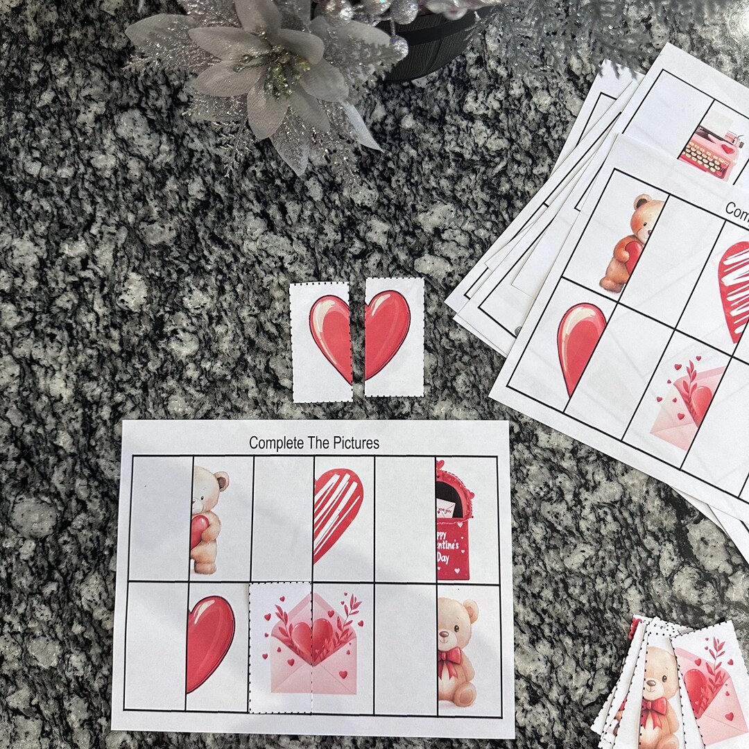 Valentine's Day Complete the Pictures Two-piece Symmetrical Game Busy ...