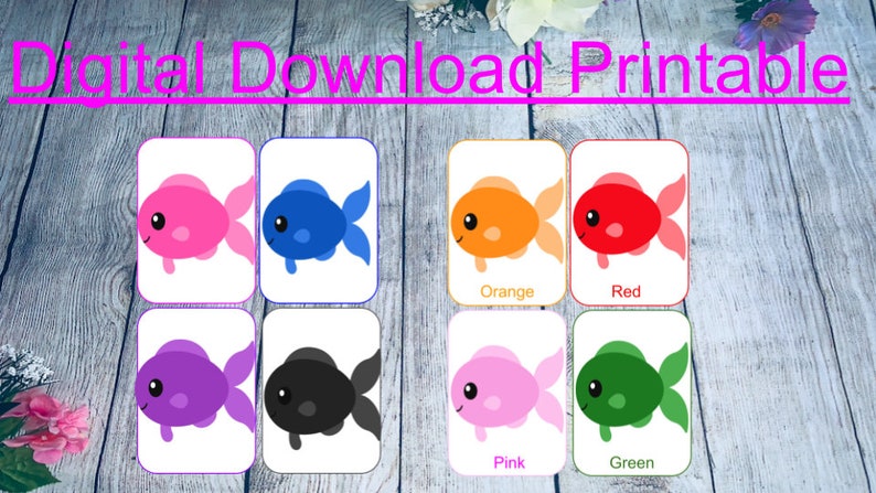 Color Fish Flash Cards, Montessori, Colors Flash Cards, Interactive ...