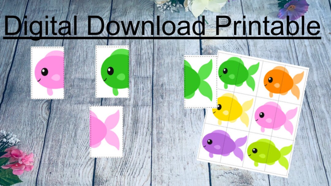 12 Color Fish 2 Peaces Pictures Matching Activity - Etsy