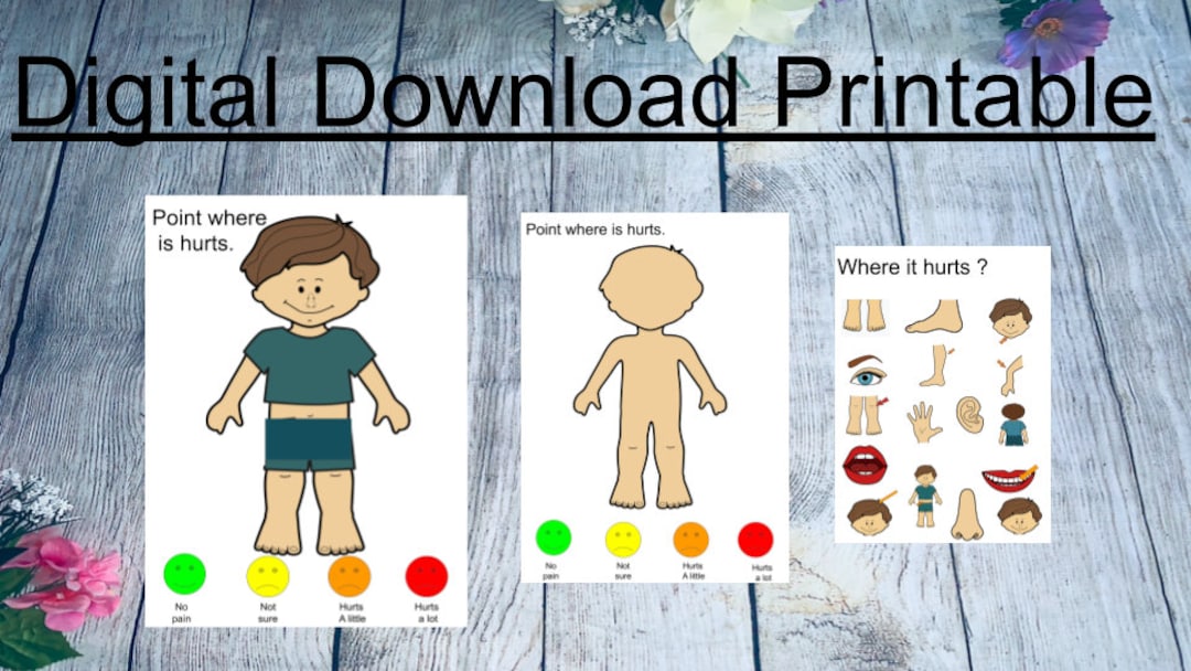 Toddler, Preschool, Where It Hurt Child Pain Chart Communication Board ...