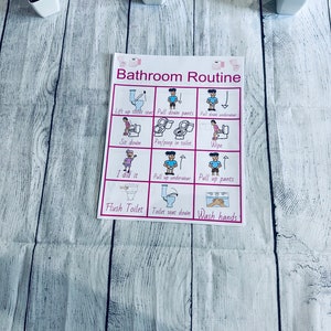 Girl Bathroom Routine, Schedule Potty Training, Reward Chart Poster ...