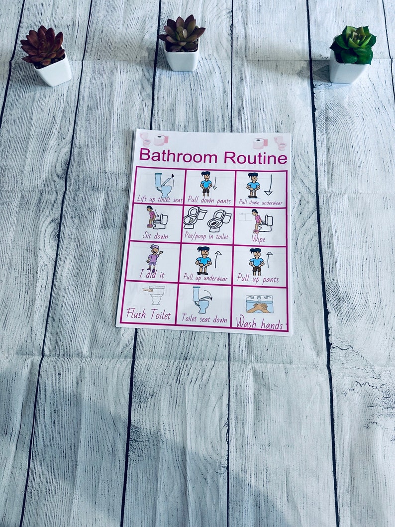 Girl Bathroom Routine, Schedule Potty Training, Reward Chart Poster ...