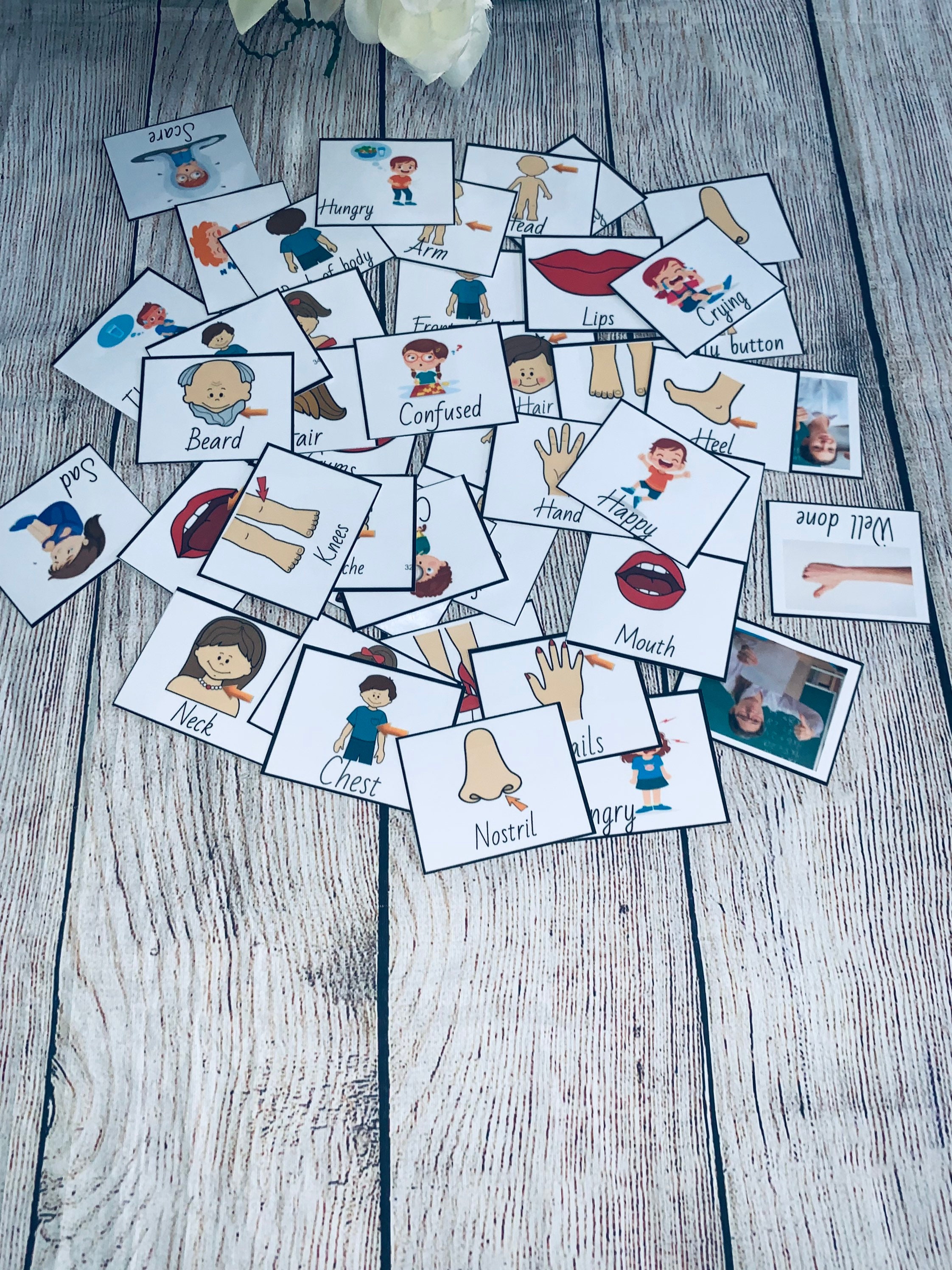 45 Loose Cards Feelings, Emotion and Body Part Pictures Cards for ...