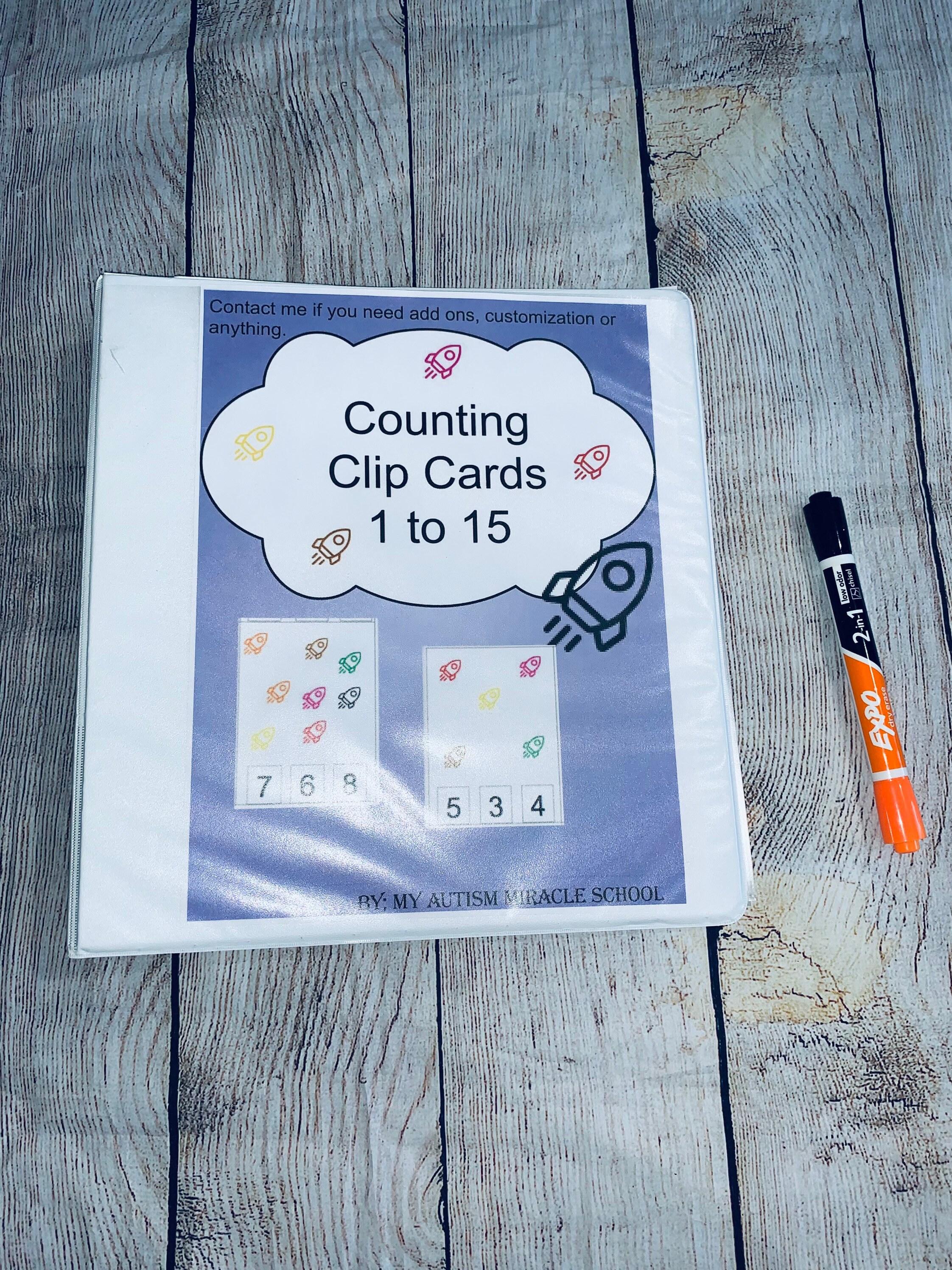 educational activity busy work clip cards interactive binder counting ...