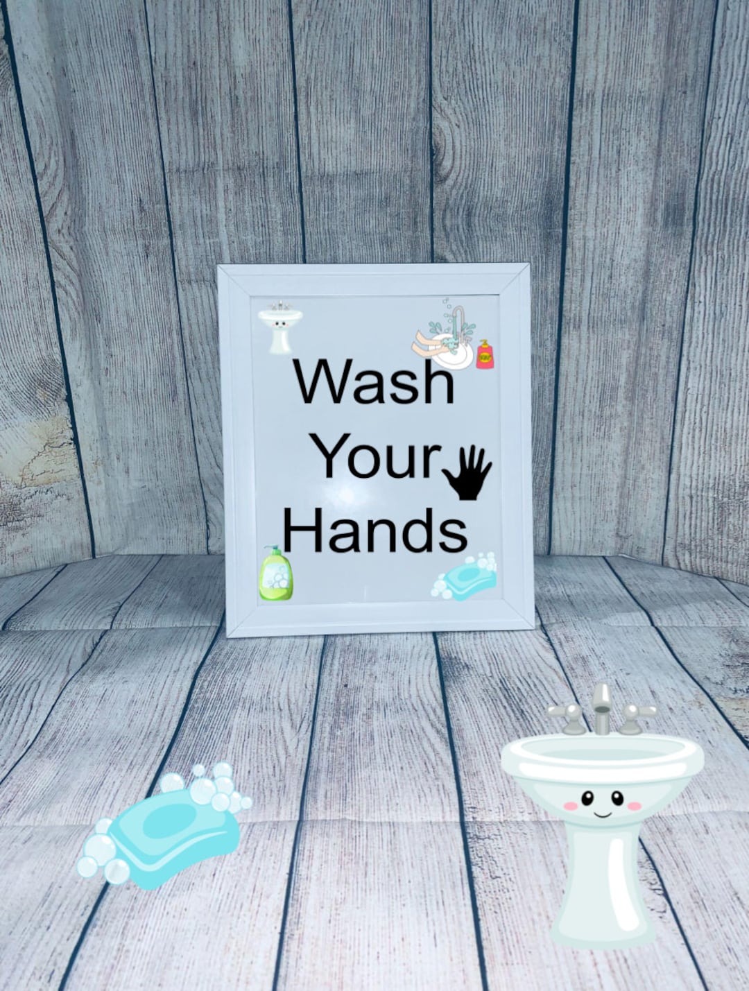 Bathroom Sign Wash Your Hands Poster Wall Art Printable, Montessori ...