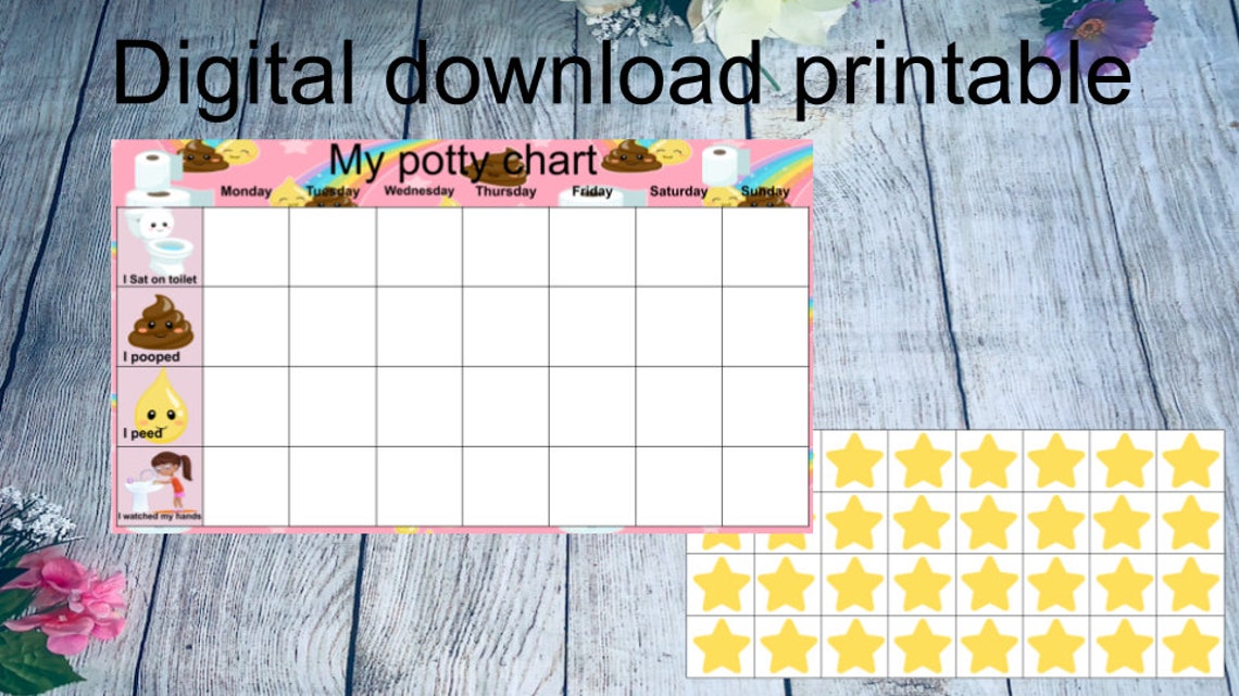 Kids Potty Training Board, Boy/girls, Potty Chart, Potty Token, Potty ...