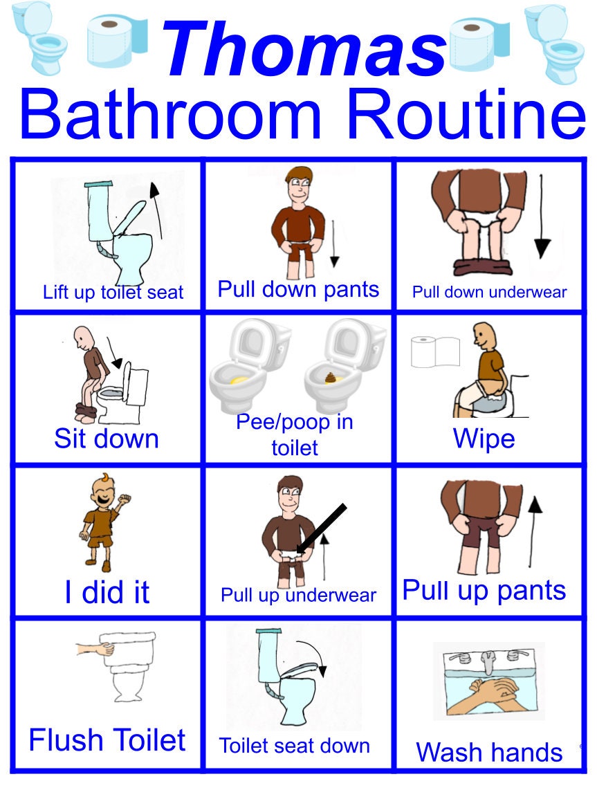 Thomas Blue Bathroom Routine, Schedule Potty Training, Reward Chart ...
