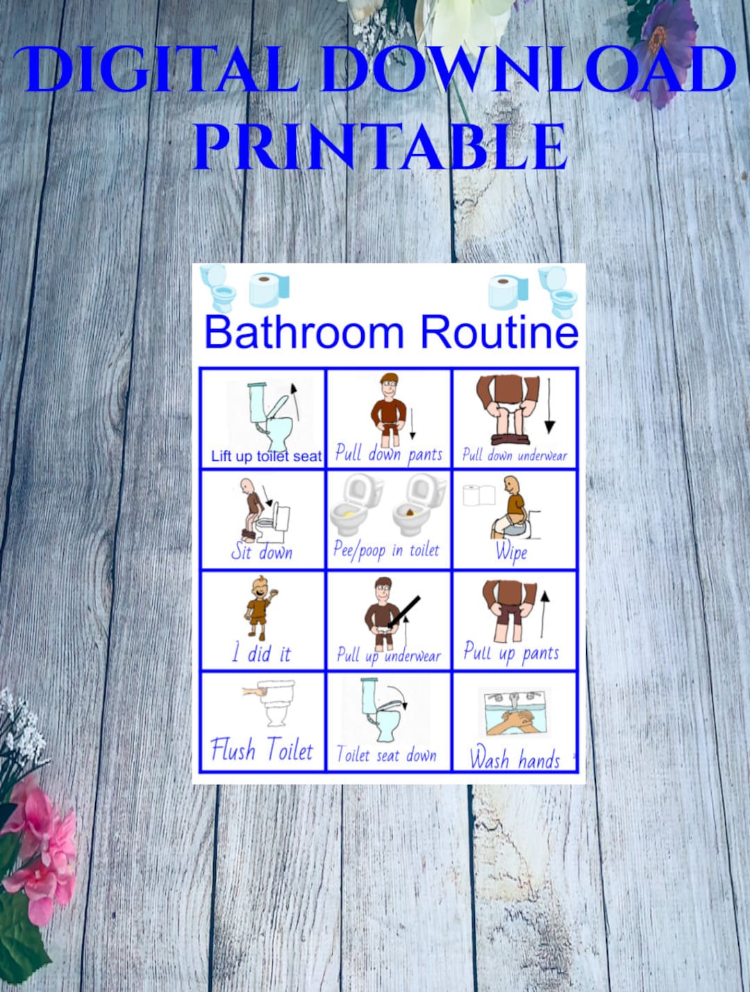 Boy Blue Bathroom Routine Schedule Potty Training Reward - Etsy