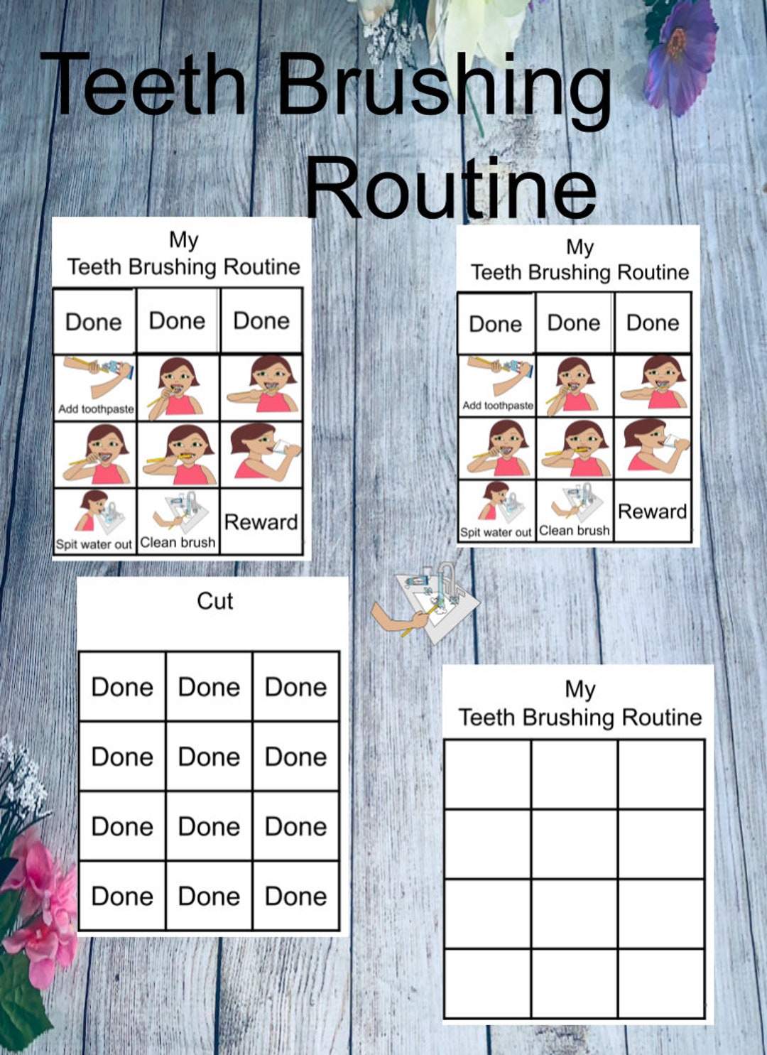 Teeth Brushing Daily Routine Schedule Charts Kid Daily Task Activities ...