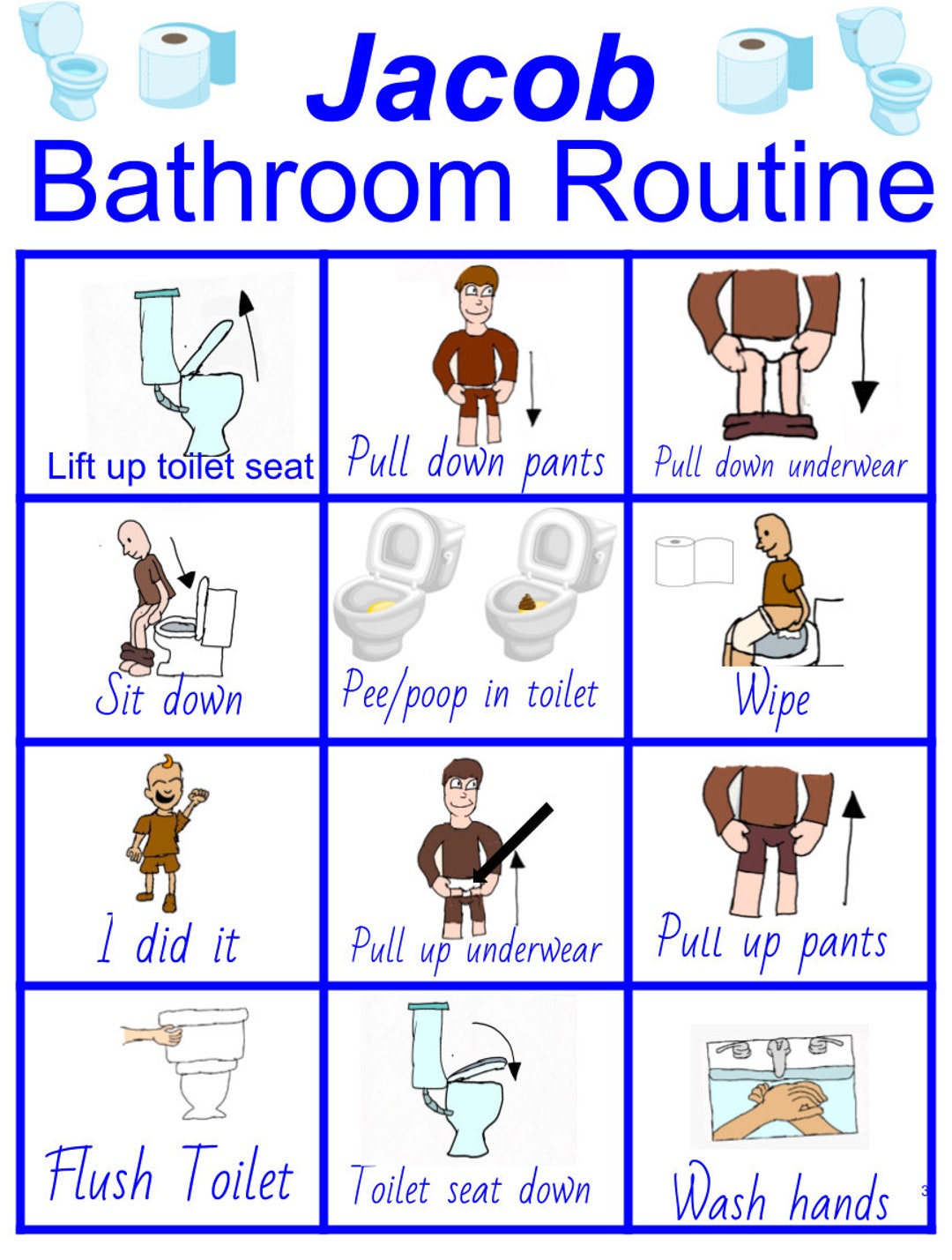 Jacob Blue Bathroom Routine, Schedule Potty Training, Reward Chart ...