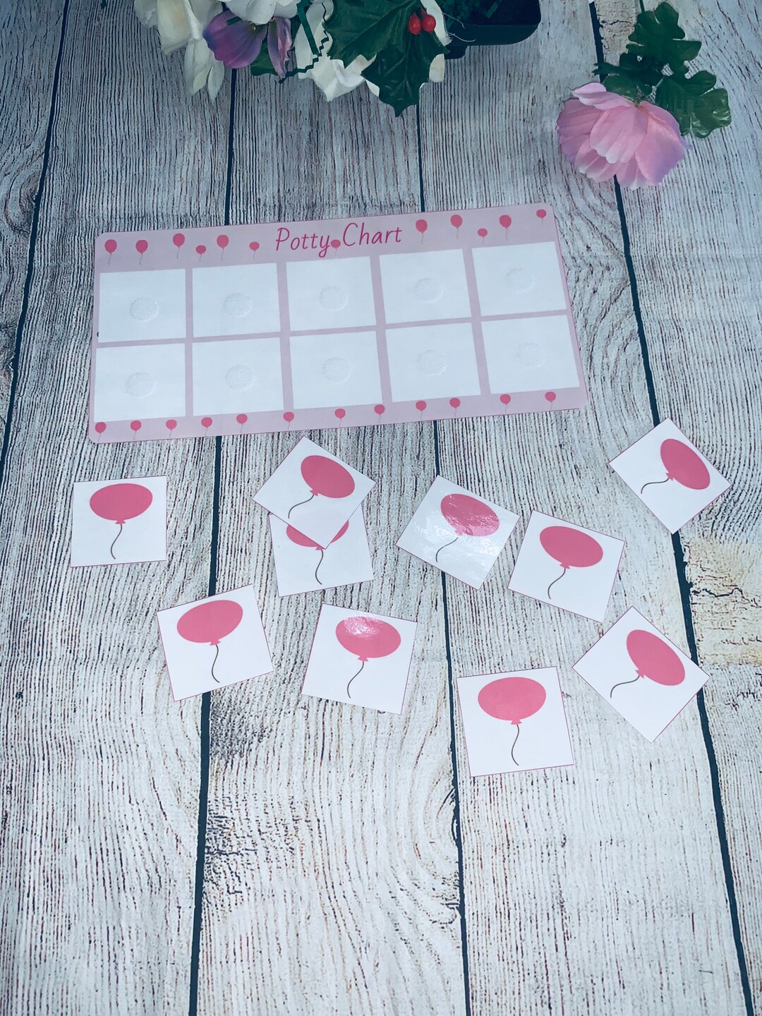 Balloon Pink Potty Training Chart, Pink Potty Training Chart, Girl ...