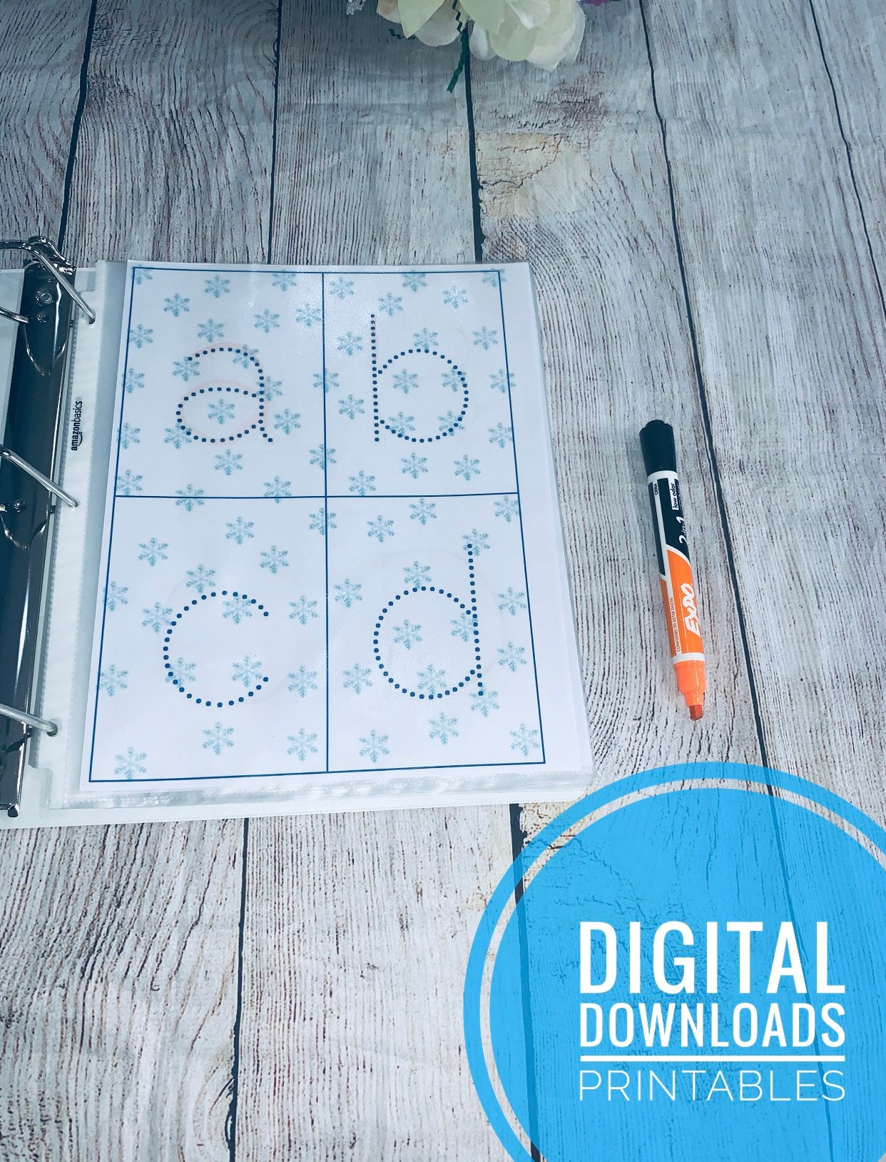 Montessori, Winter Snow Flakes Tracing, Handwriting, Alphabet +number 1 ...