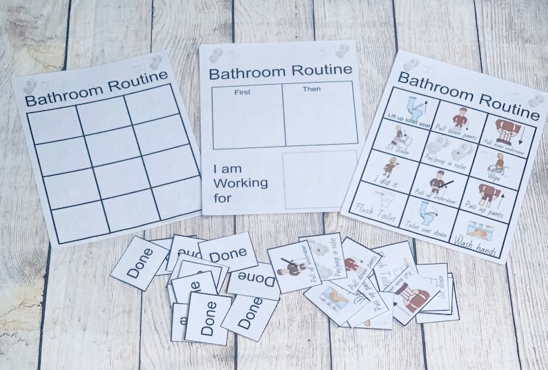 Girl Bathroom Routine Schedule Potty Training Reward Chart - Etsy