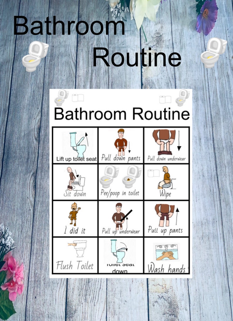 Boy Bathroom Routine Schedule Potty Training Reward Chart - Etsy