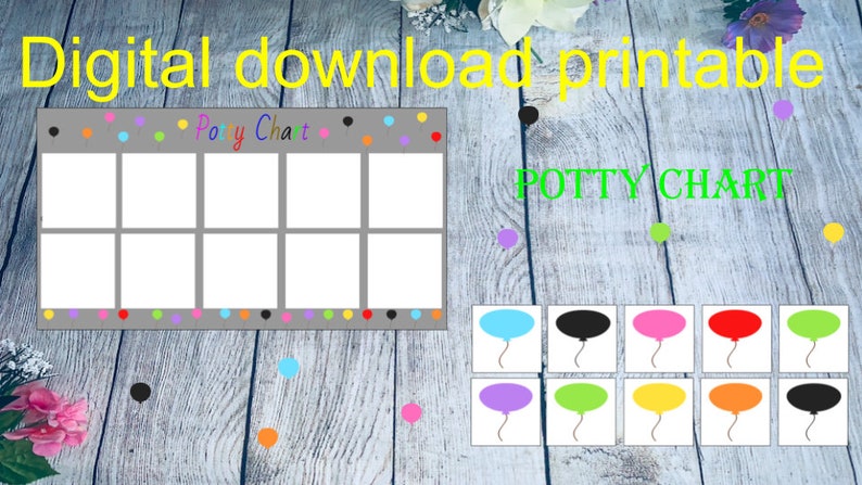 Kids Balloon It's Potty Time Training Board Poster Bathroom Toilet ...