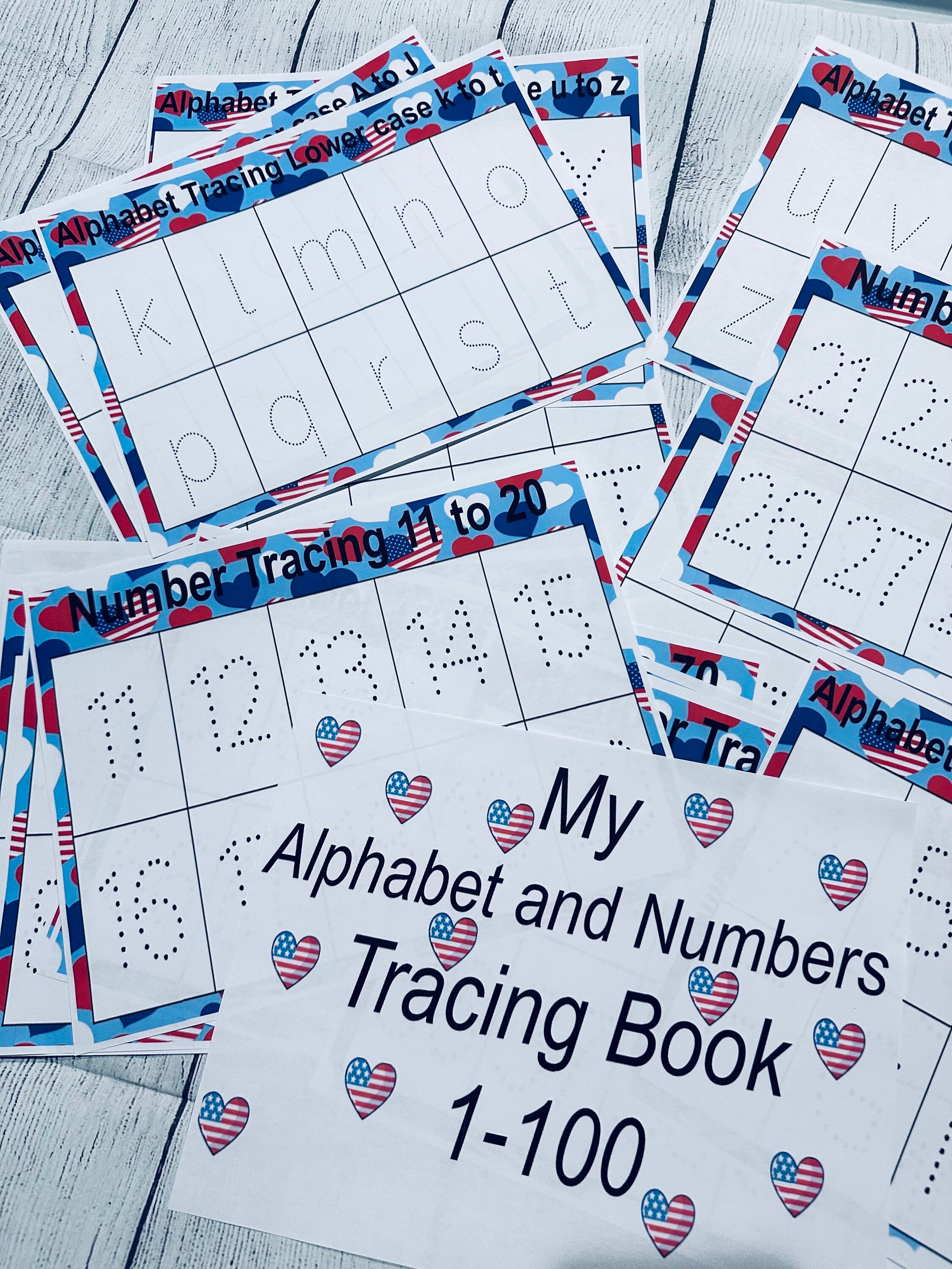 4th of July USA Number 1-100 Tracing Book Handwriting Homeschool ...
