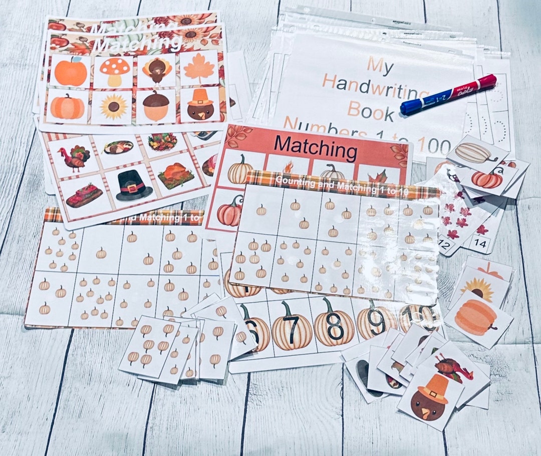 Fall Thanksgiving Bundle Preschool Teacher Kids Busy Work Matching ...