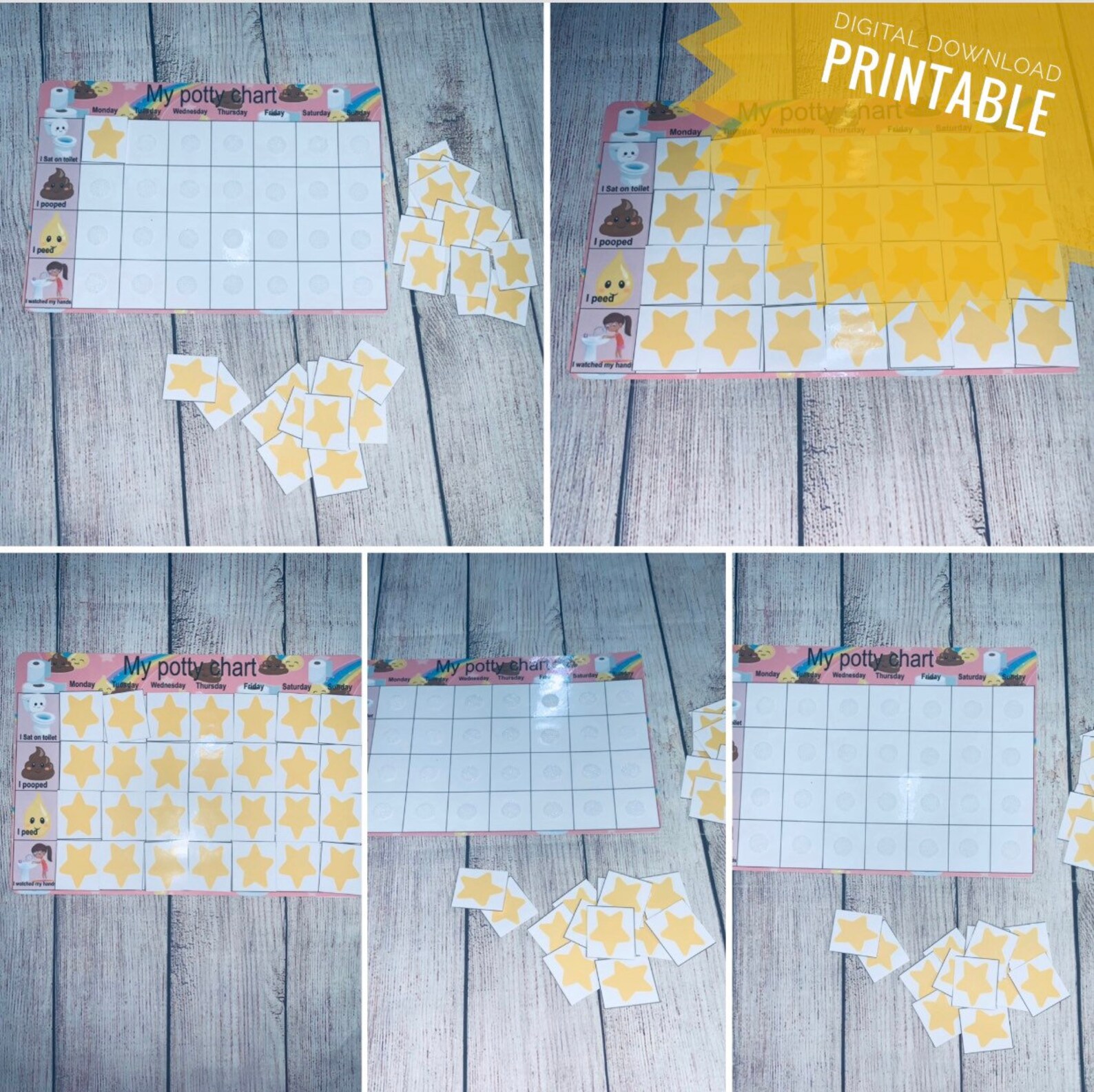 Kids Potty Training Board, Boy/girls, Potty Chart, Potty Token, Potty ...