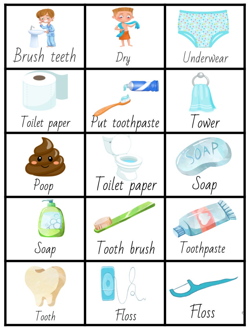 Boy Bathroom Routine, Schedule Potty Training, Reward Chart Poster ...