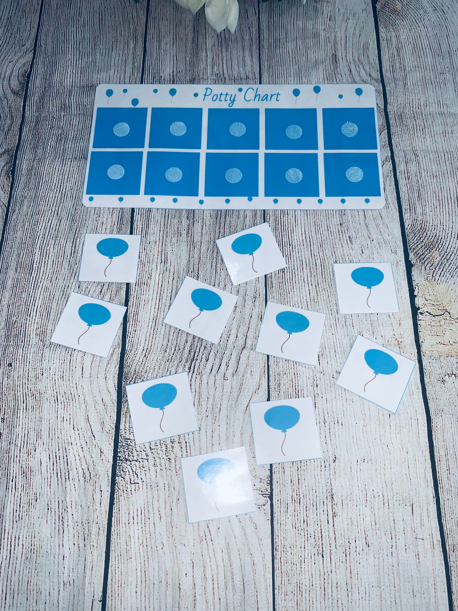 Balloon Teal Potty Training Chart Blue Potty Training Chart - Etsy