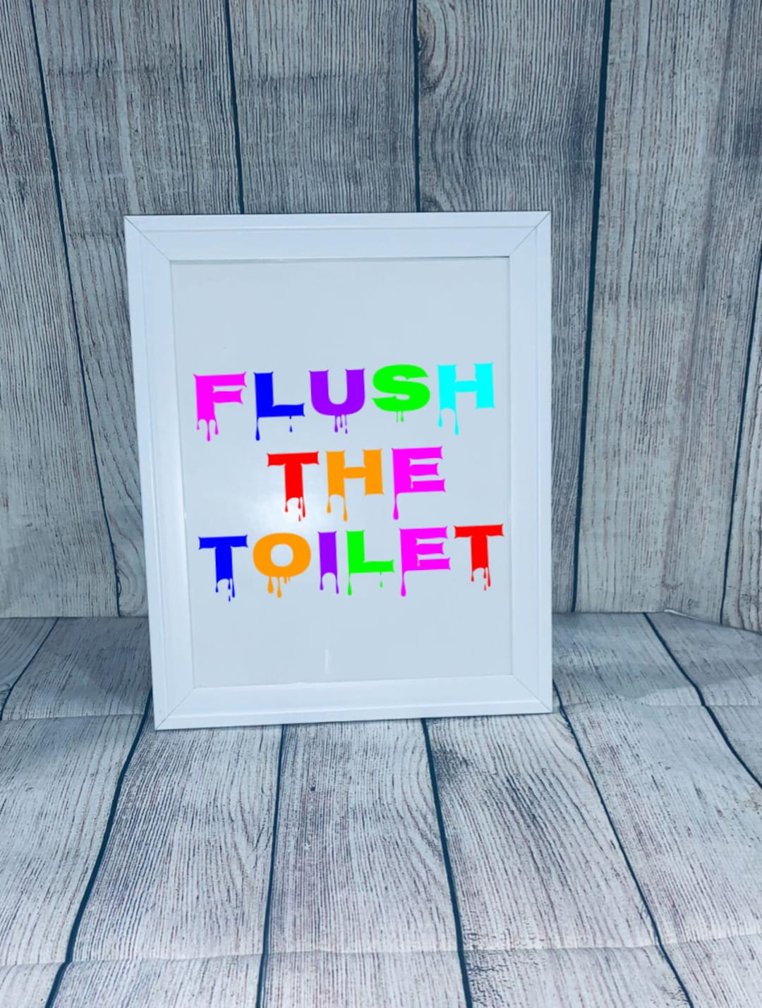 Multi Colors Bathroom Sign Wash Flush the Toilet Poster Wall Art ...