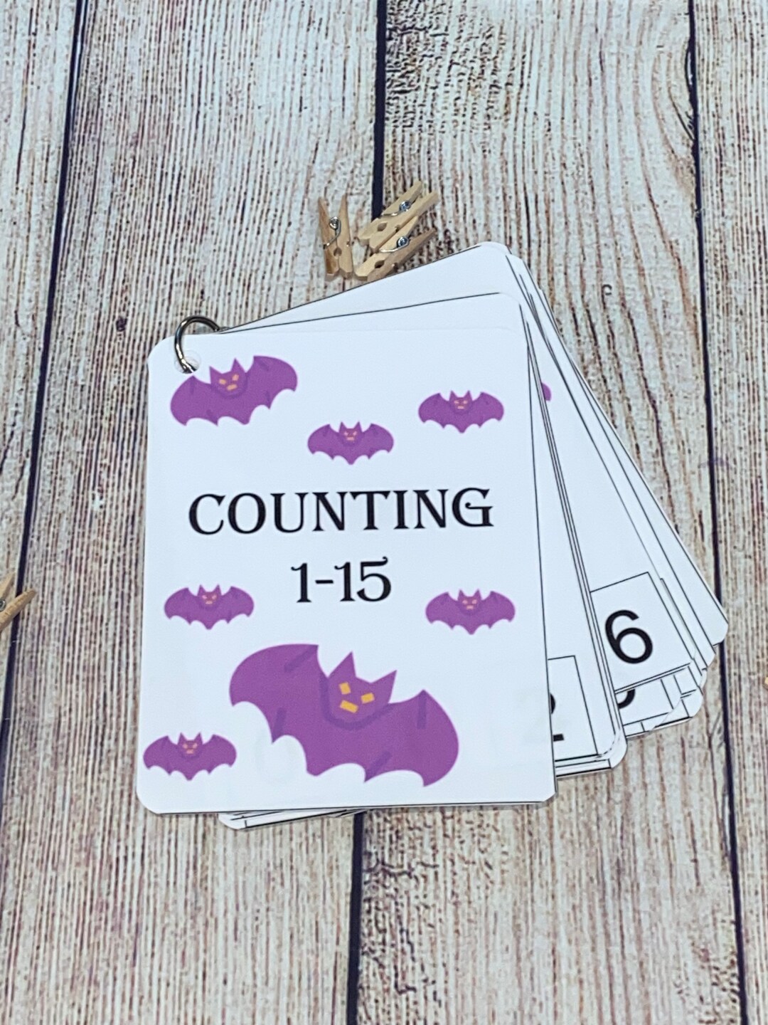Purple Bats Counting Math Center Activity Busy Work Numbers 1 -15 Flash ...