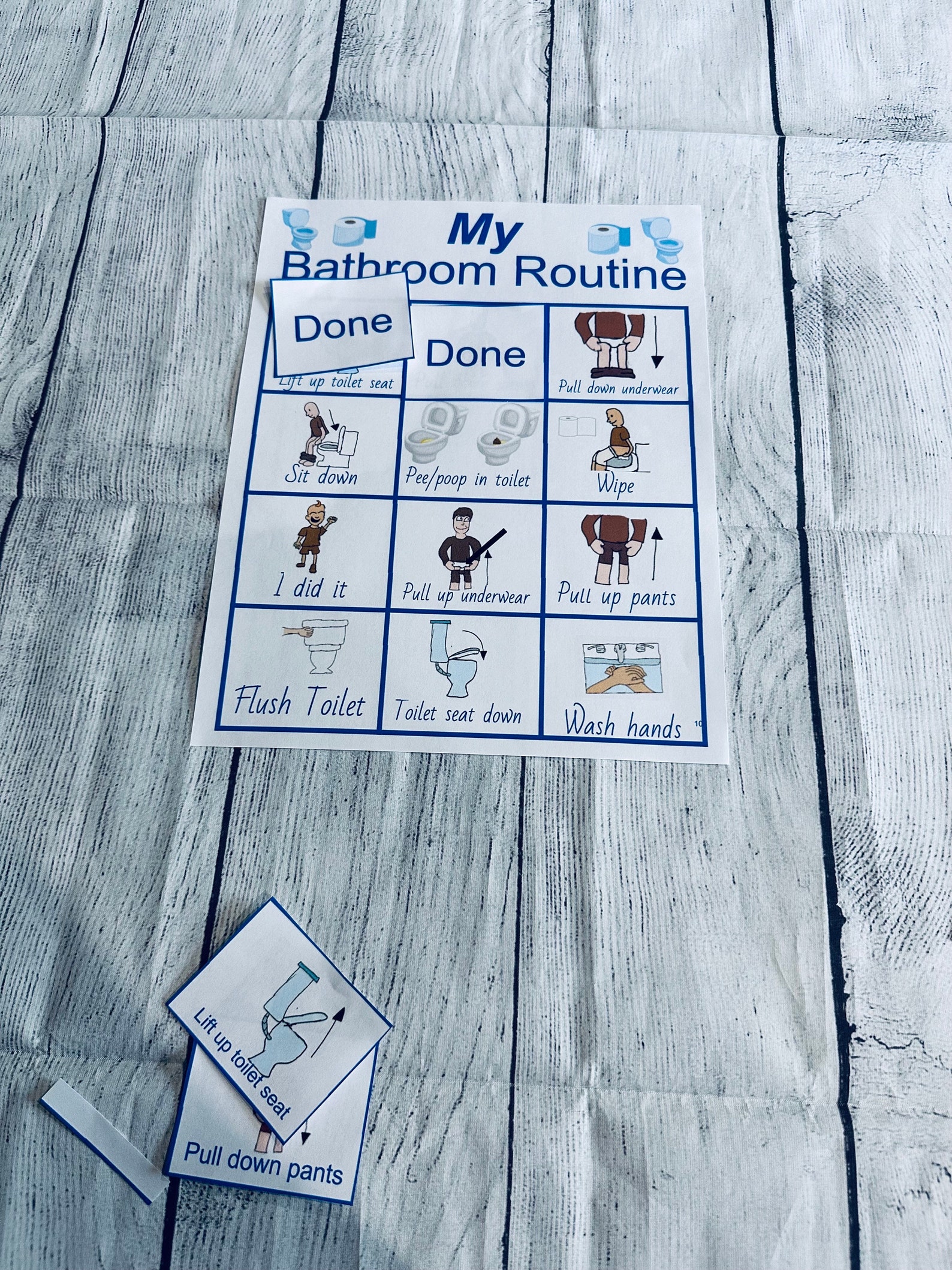 Boy Blue Bathroom Routine, Schedule Potty Training, Reward Chart Poster ...