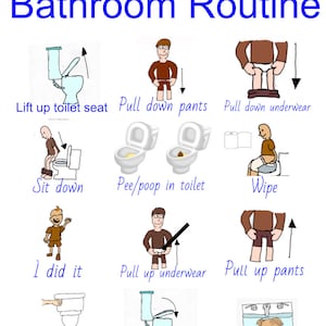 Boy Blue Bathroom Routine Schedule Potty Training Reward - Etsy