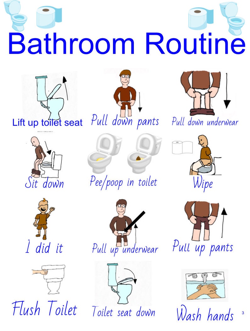 Boy Blue Bathroom Routine Schedule Potty Training Reward - Etsy