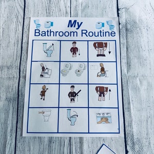 Boy Blue Bathroom Routine, Schedule Potty Training, Reward Chart Poster ...