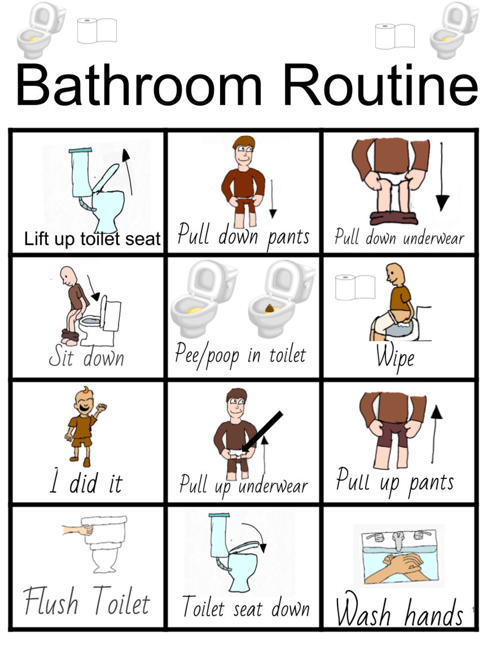 Boy Blue Bathroom Routine Schedule Potty Training Reward - Etsy