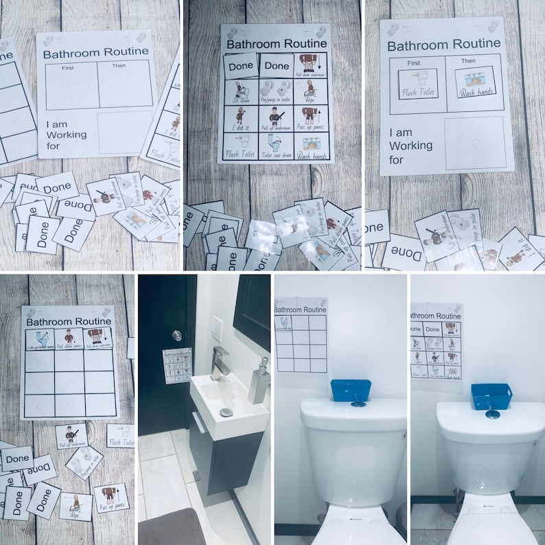 Boy Bathroom Routine Schedule Potty Training Reward Chart - Etsy