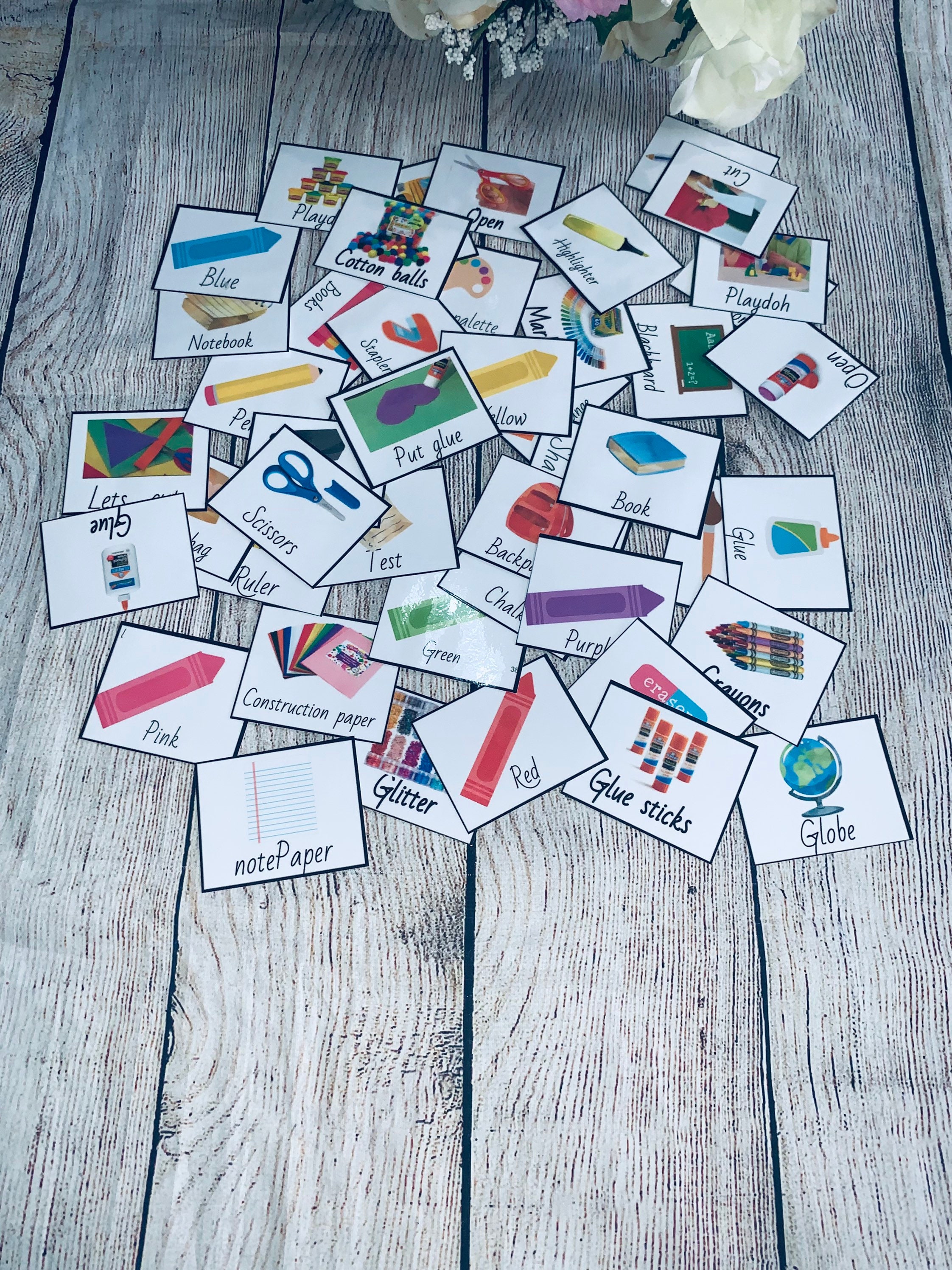 School Supplies Focus Pictures Cards 45 Loose Cards for Communication ...