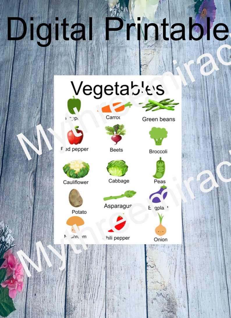 Vegetables Poster Wall Art Printable Montessori Classroom - Etsy