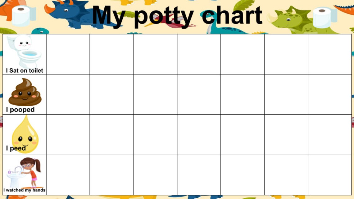 Dinosaur Potty Training Board Boy/girls, Potty Chart, Potty Token ...